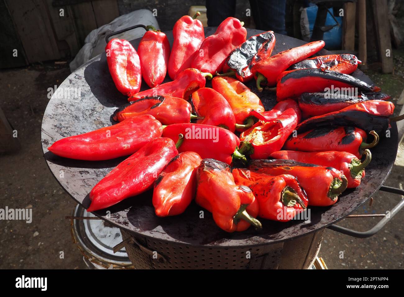 Roasting red peppers for a smoky flavor and quick peeling. Thermal ...