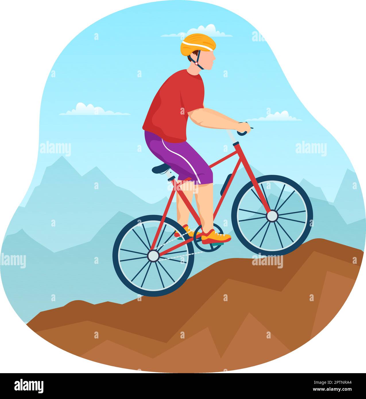 Mountain Biking Illustration with Cycling Down the Mountains for Sports ...