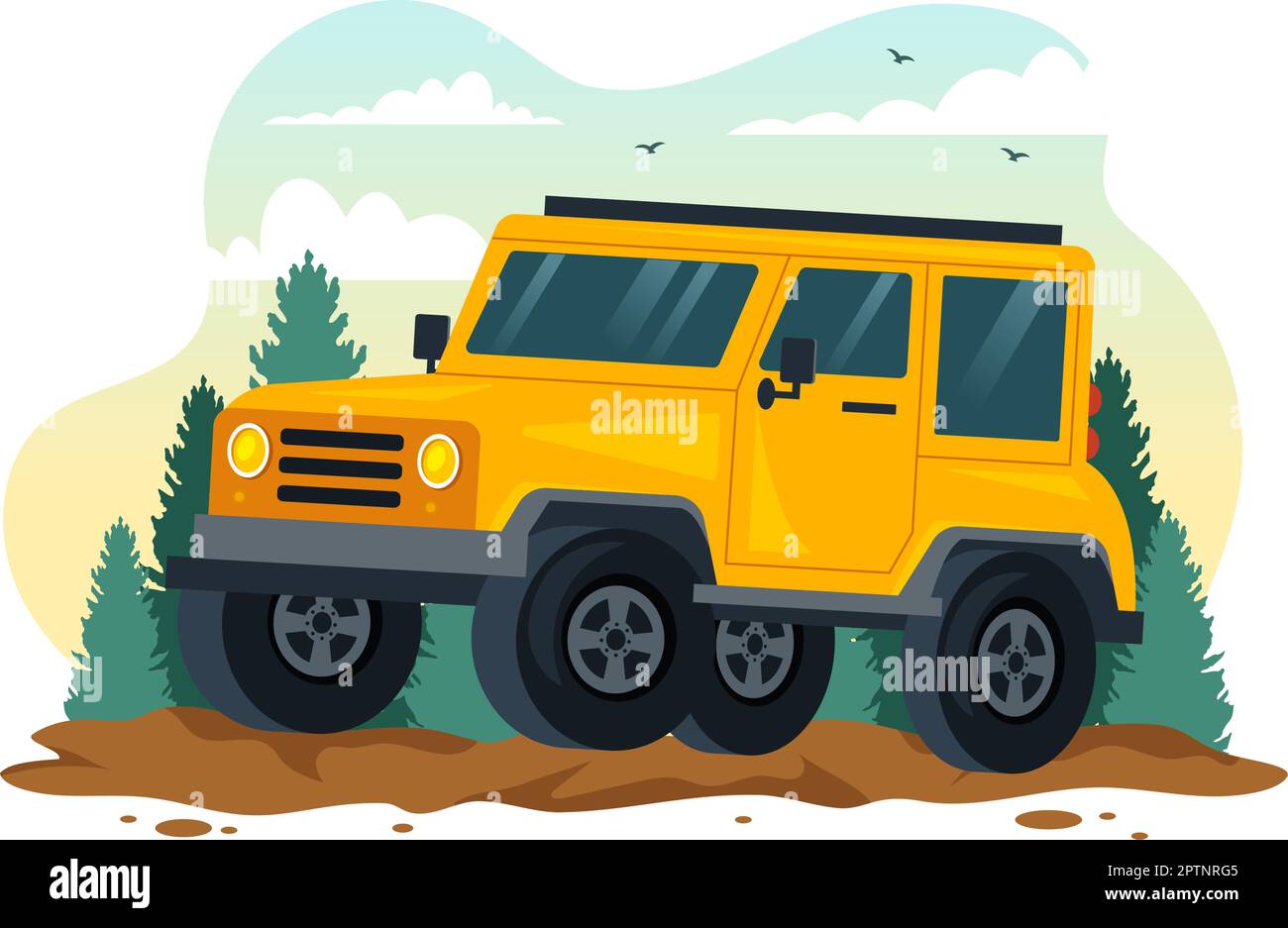 Off Road Illustration with a Jeep Car or SUV to Pass Through Rocky ...
