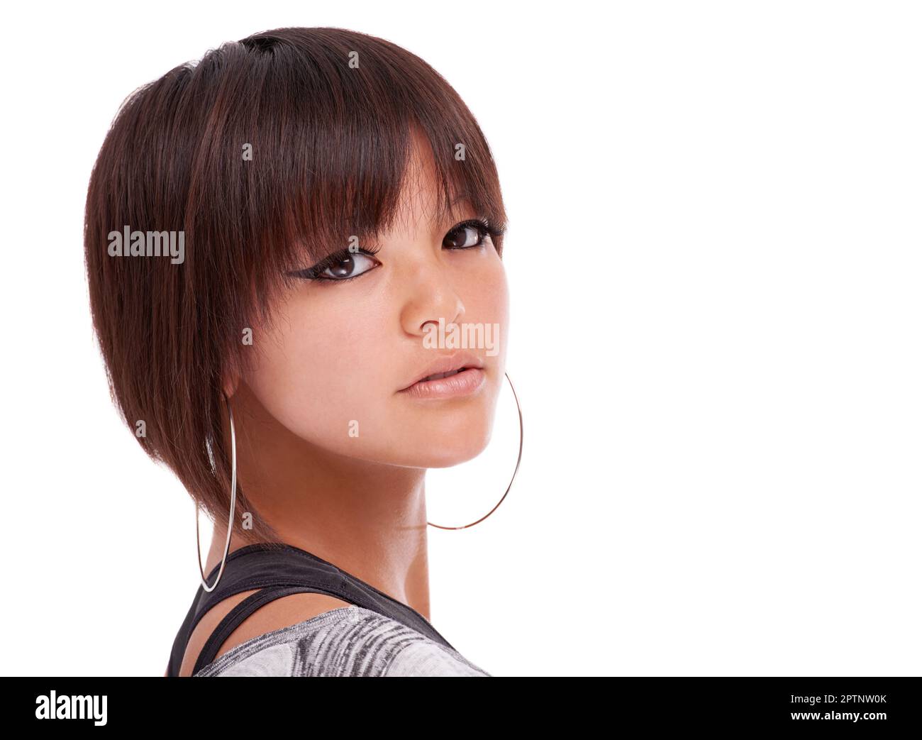 Its all in a glance...Studio portrait of a beautiful young woman with a ...