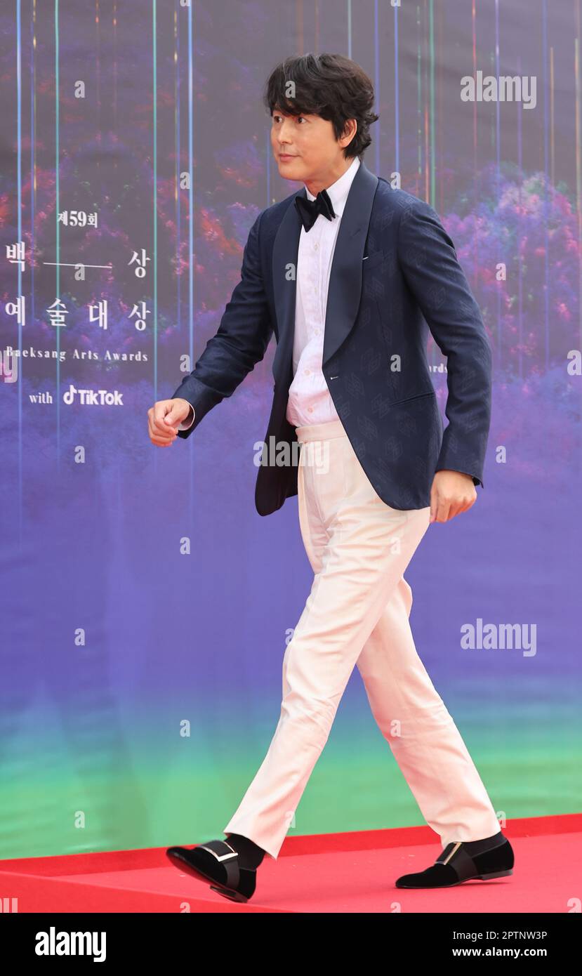 28th Apr, 2023. Paradise City, west of Seoul, April 28, 2023. S. Korean actor Jung Woo-sung ...