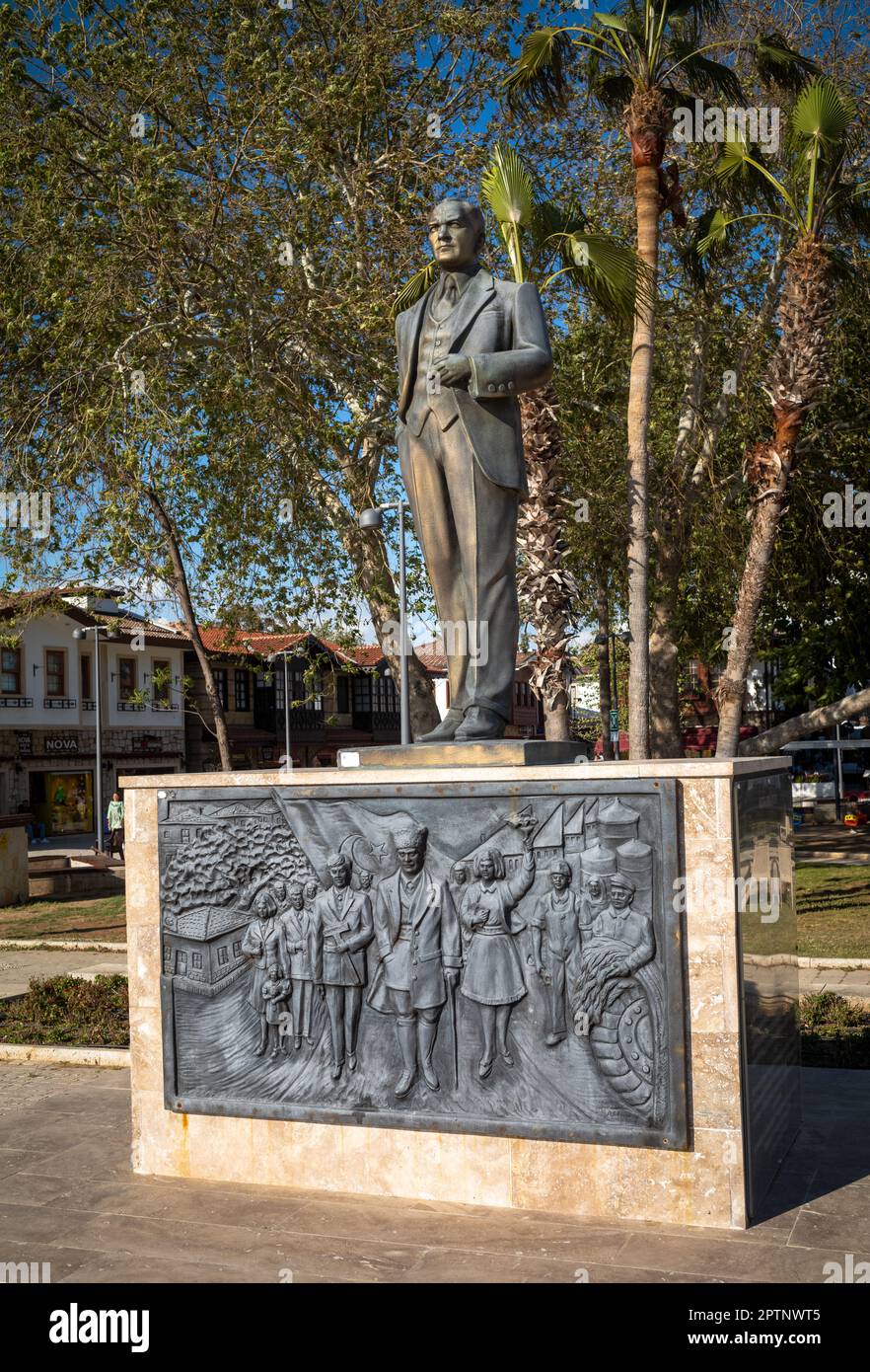 A bronze statue of Mustafa Kamal Ataturk, the founder of modern Turkey ...