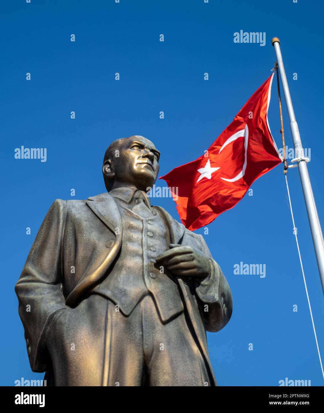 A large bronze statue of Mustafa Kamal Ataturk, the founder of modern ...