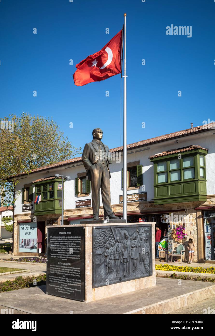 A bronze statue of Mustafa Kamal Ataturk, the founder of modern Turkey ...