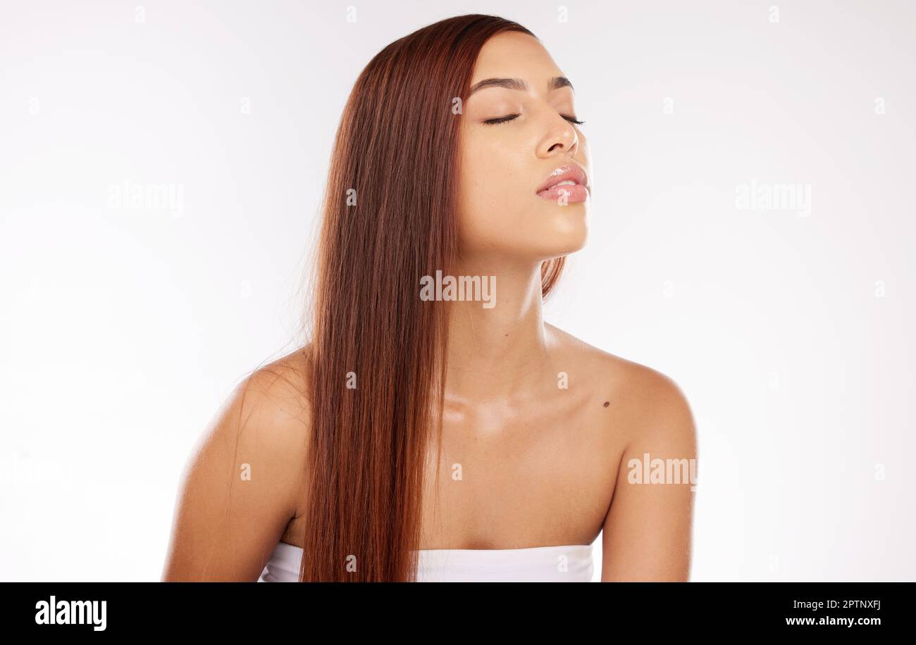 Cosmetics, young woman and skincare for wellness, smooth and clear skin ...