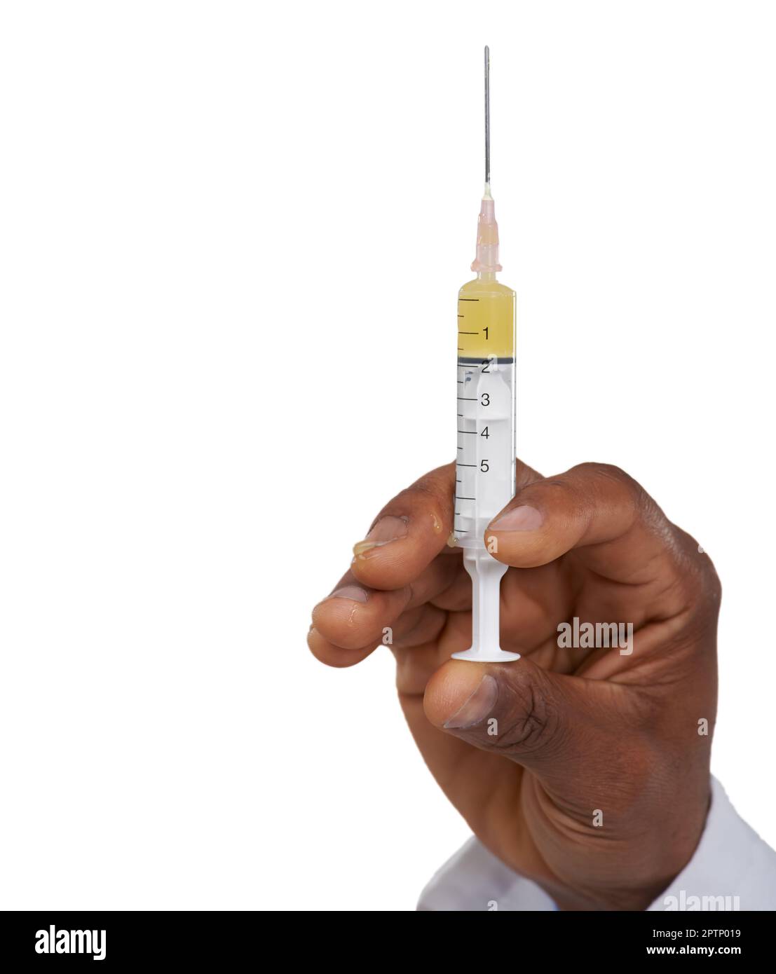 This might sting a little...Cropped view of a doctors hand holding a ...