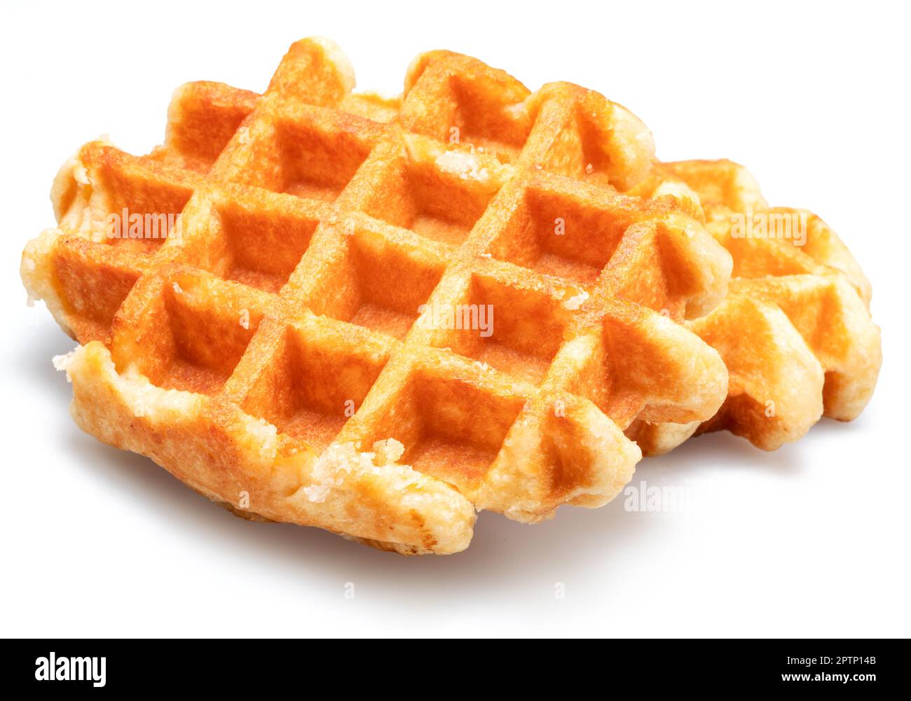Belgian waffle with deep pockets for filling isolated on white ...