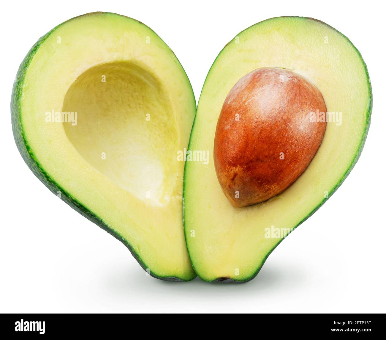 Avocado heart, two halves of an avocado look like a heart shape ...