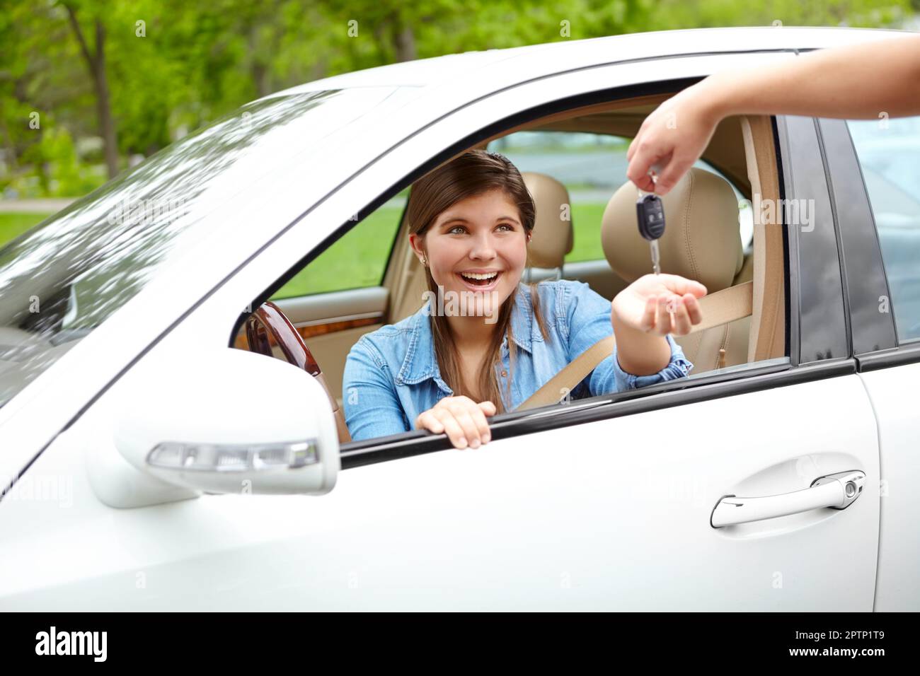 I Cant Believe This An Excited Young Girl Receiving The Keys To Her