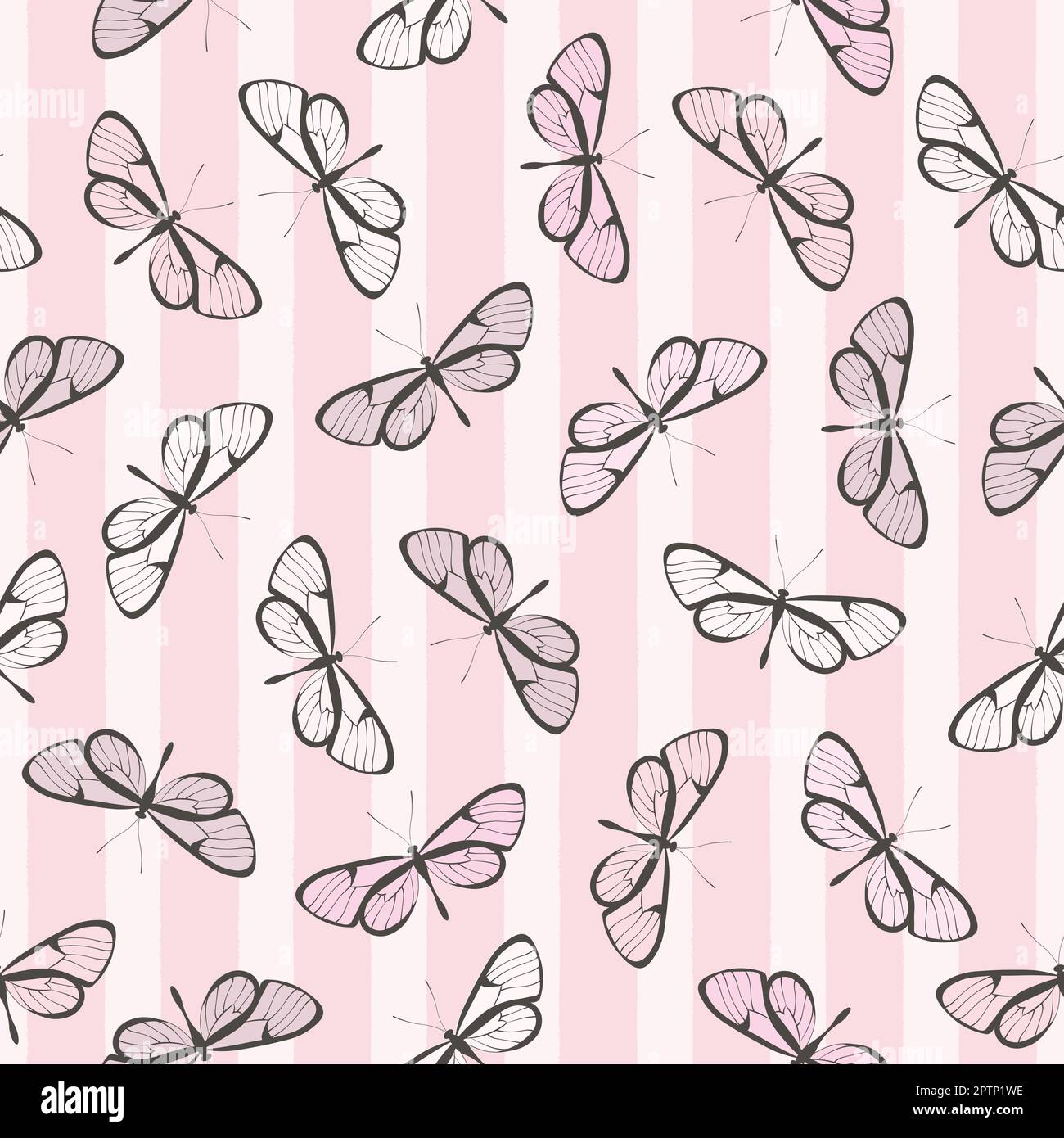 Pastel pink butterfly seamless repeat pattern vector Stock Vector Image ...