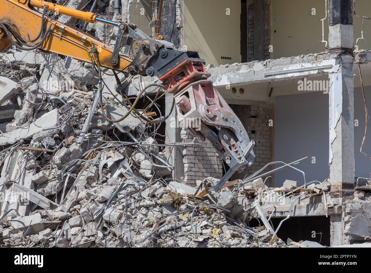 Pieces of Metal and Stone are Crumbling from Demolished Stock Photo - Alamy