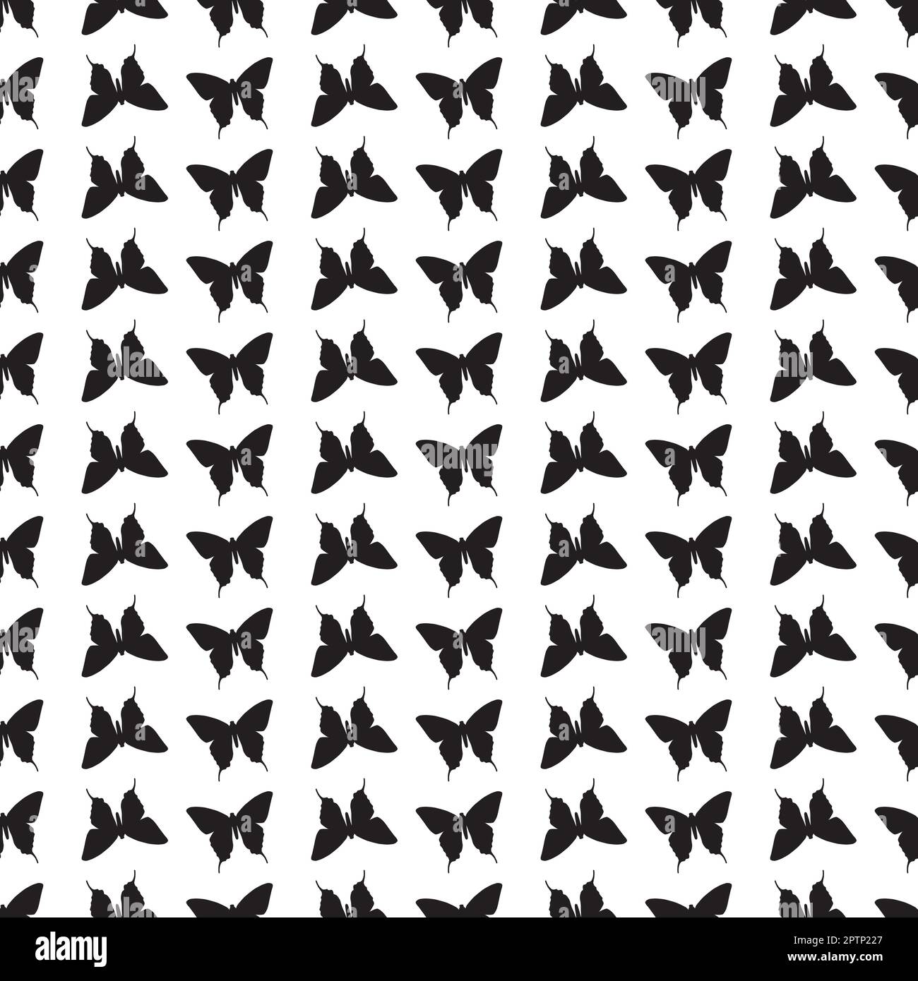 Black and white seamless repeat pattern butterfly silhouette Stock ...