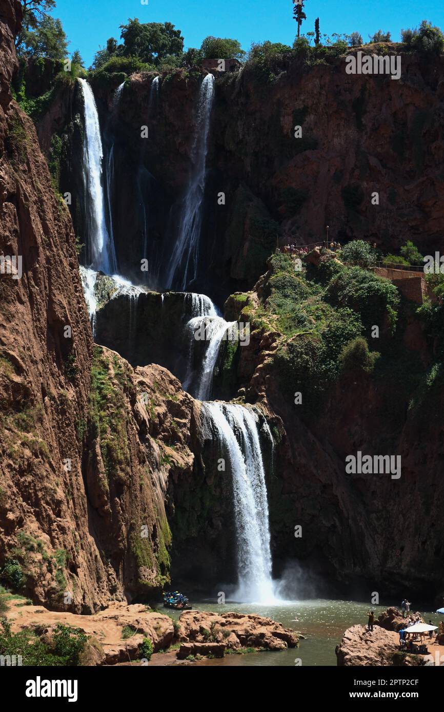 Ouzoud Waterfalls, Ouzoud hotel, Waterfall Stock Photo - Alamy