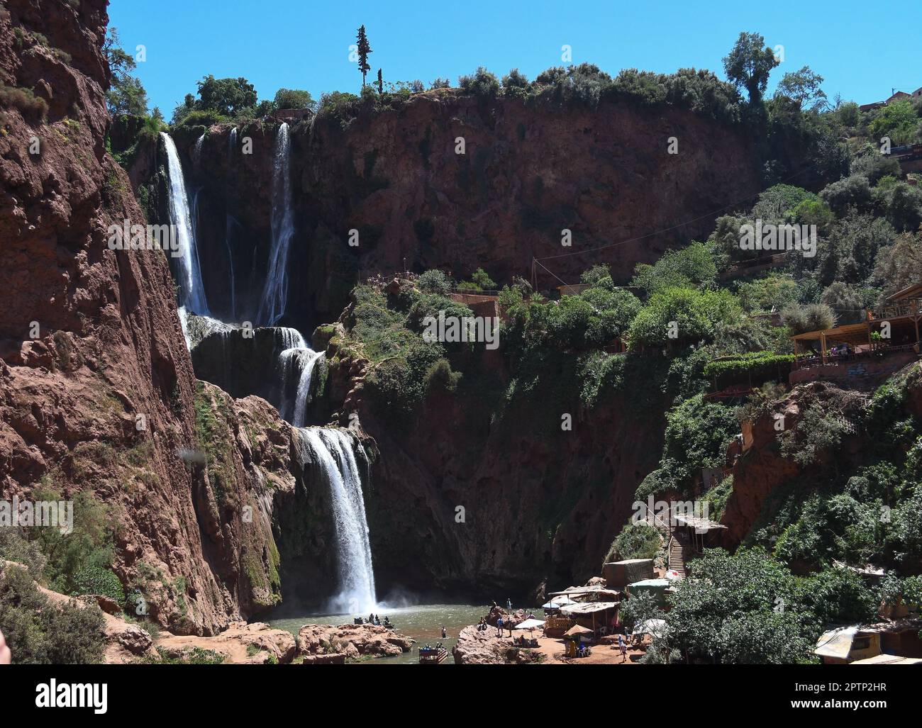 Ouzoud Waterfalls, Ouzoud hotel, Waterfall Stock Photo - Alamy