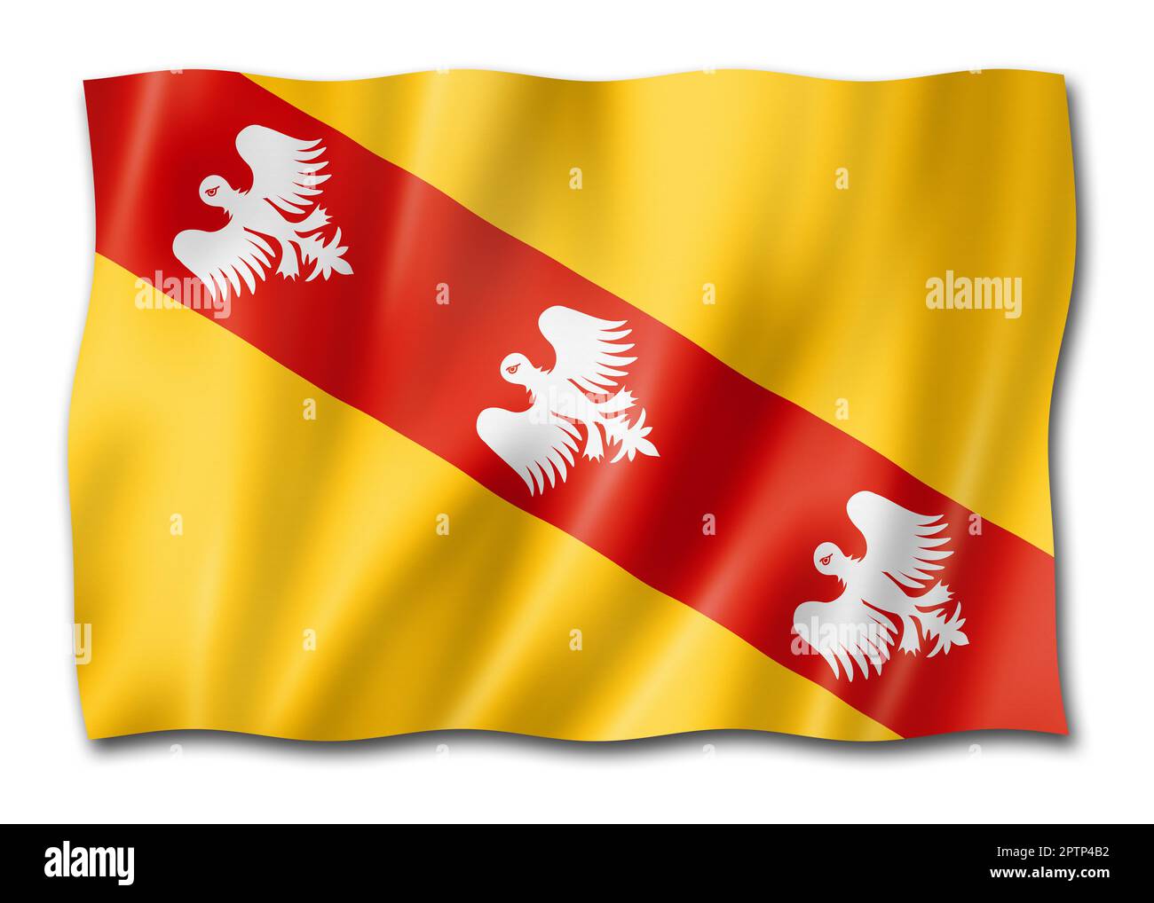 Lorraine Region flag, France waving banner collection. 3D illustration ...
