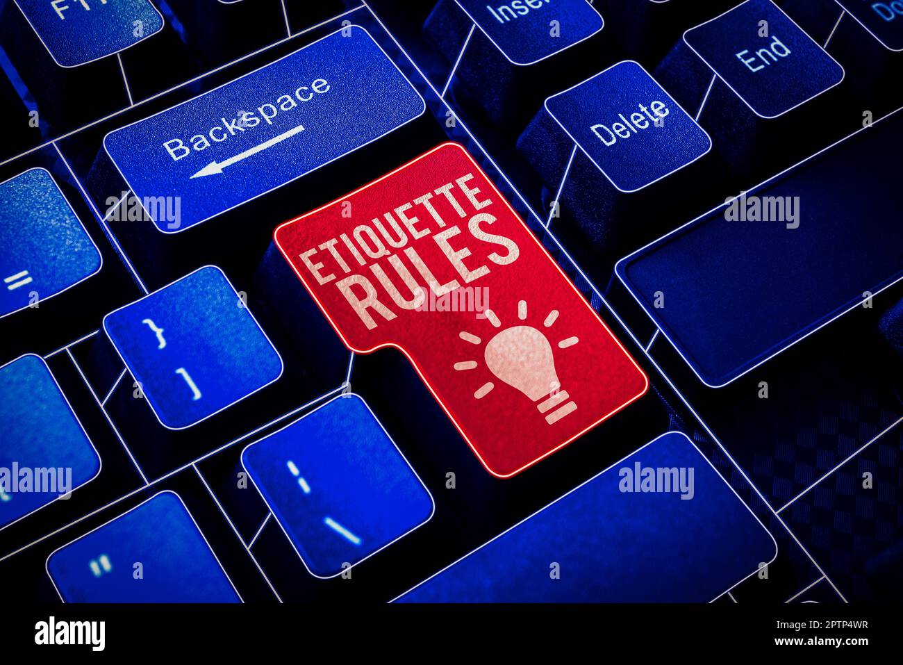 Writing displaying text Etiquette Rules, Concept meaning customs that ...