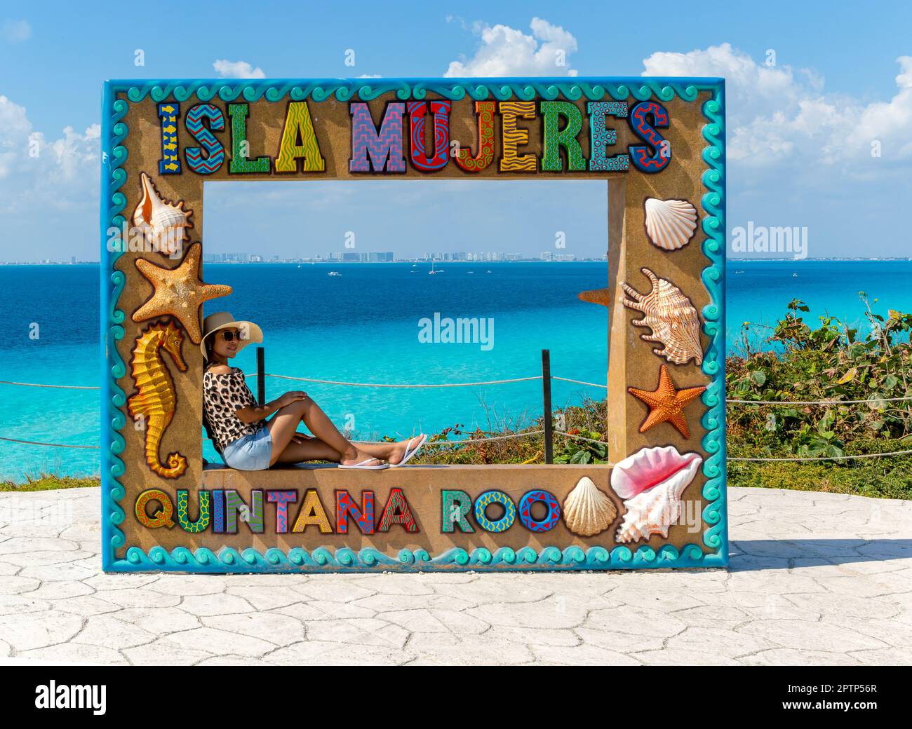 Viewpoint frame at Punta Sur, Isla Mujeres, Caribbean Coast, Cancun ...