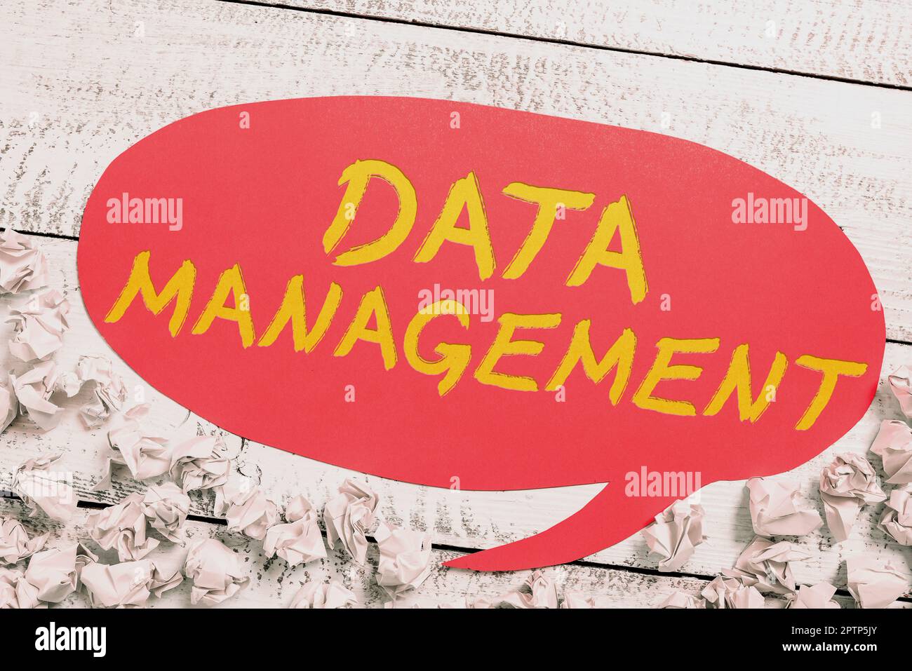 Hand writing sign Data Management, Business concept disciplines related to managing data as a ...