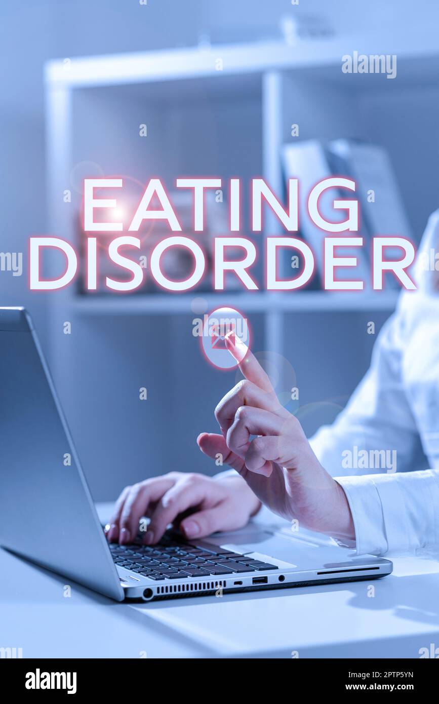 Text caption presenting Eating Disorder, Concept meaning illnesses that ...