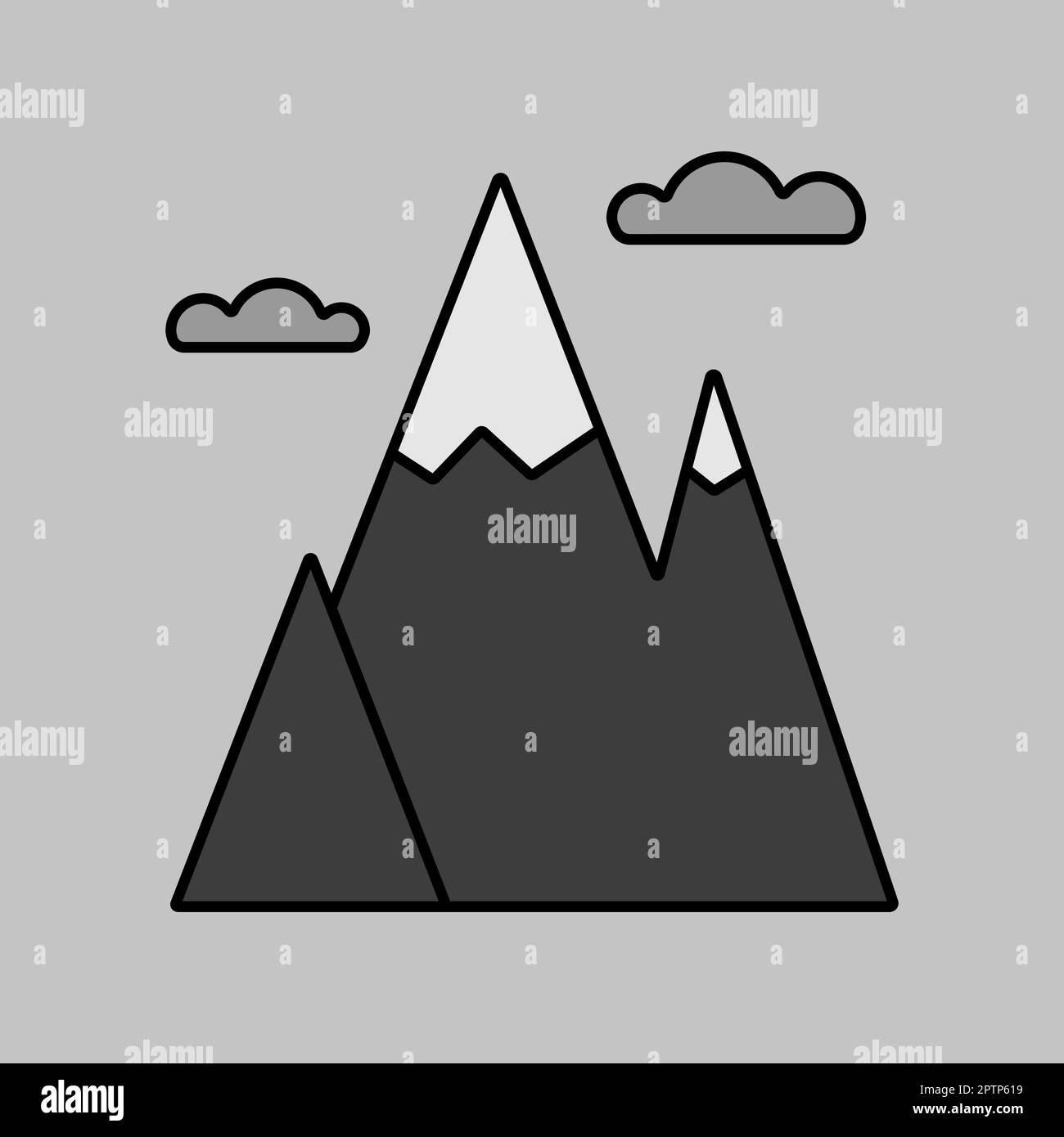 Mountains vector grayscale icon. Nature sign Stock Vector Image & Art ...