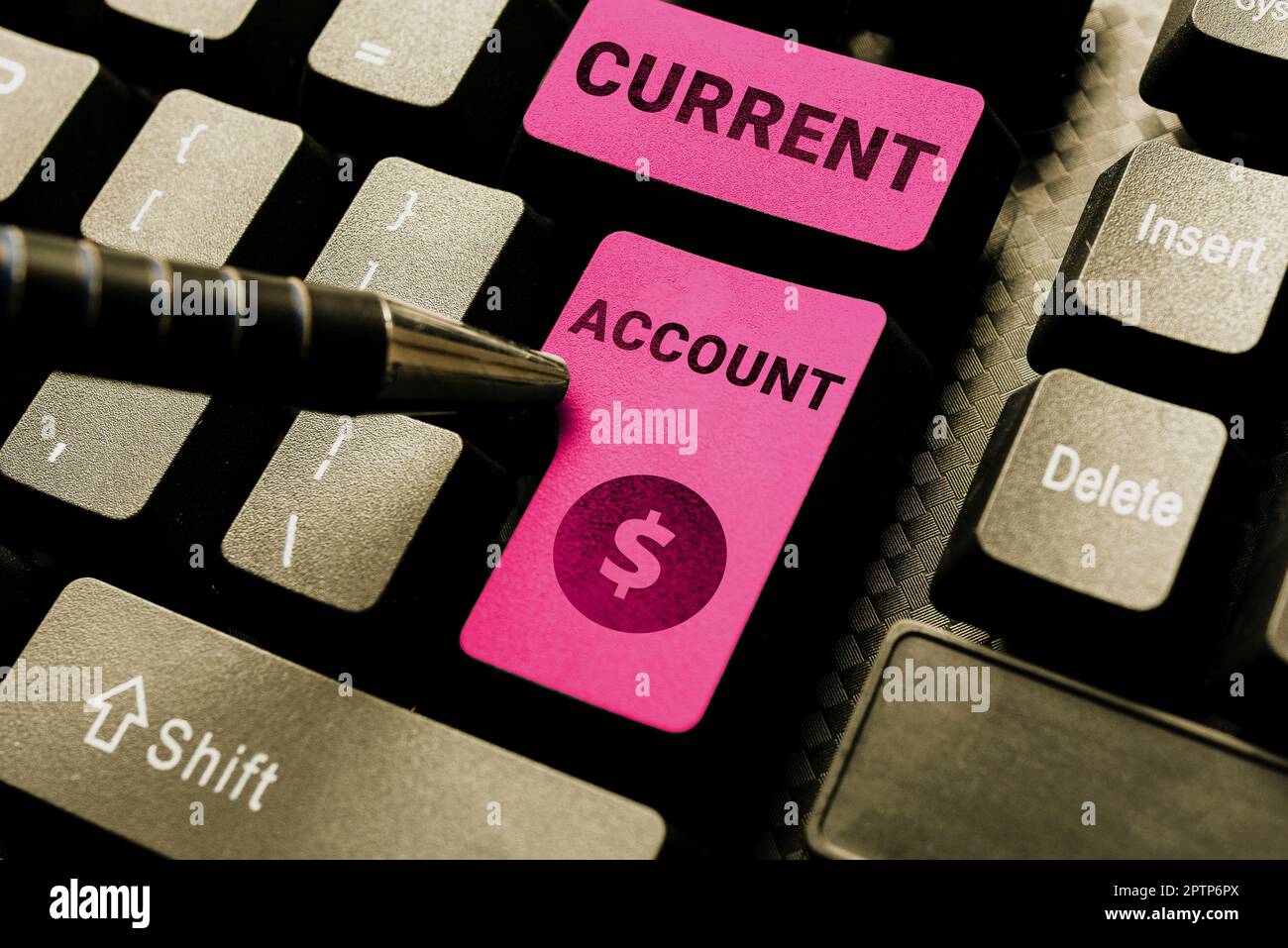Conceptual caption Current Account, Word Written on personal bank ...