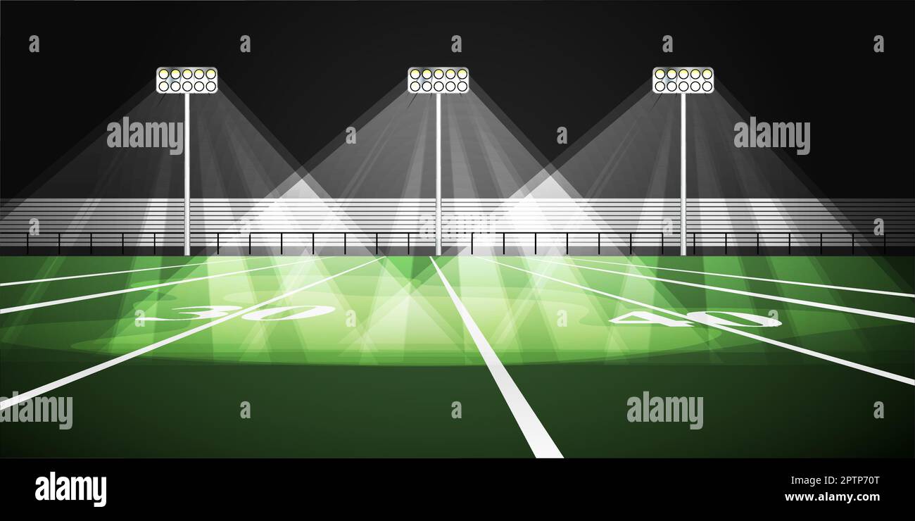 American Football Field at Night Background Scene Stock Vector Image ...
