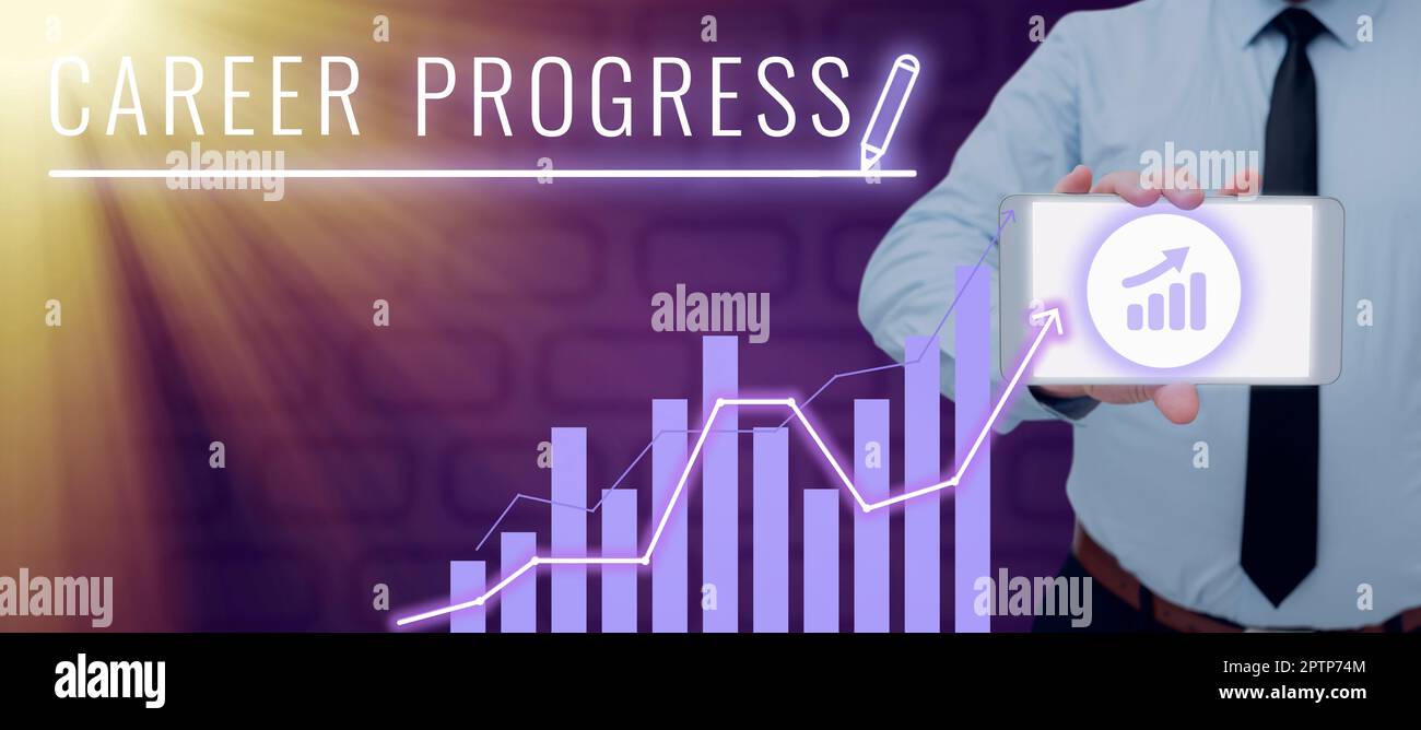 Conceptual caption Career Progress, Word Written on positions an employee moves on one by one as ...