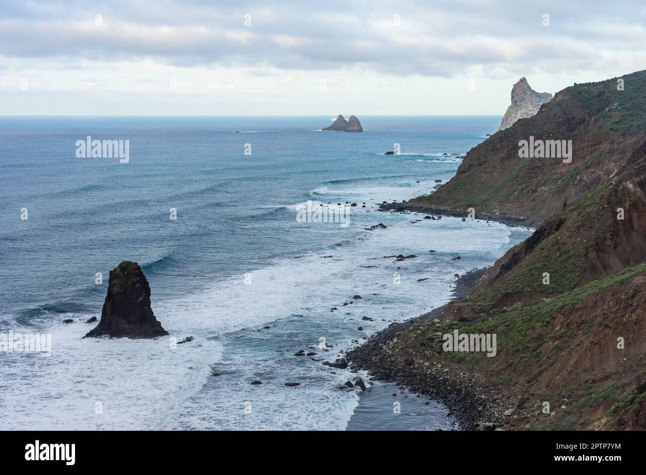 Landscape of the northern part of the island. Rocky coast, Playa de ...