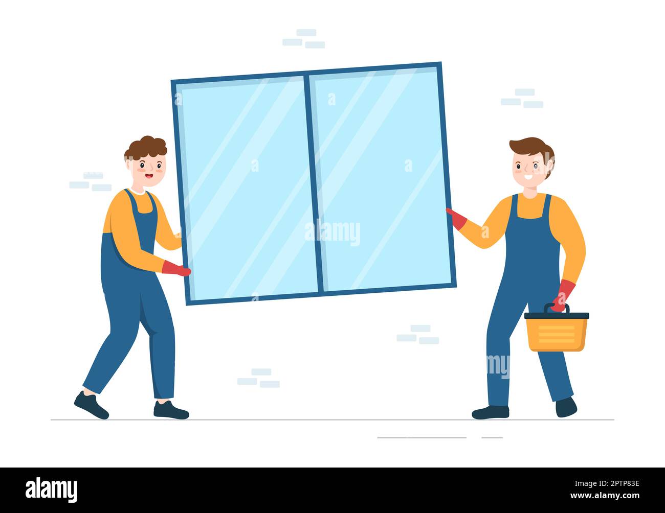 Window and Door Installation Service with Worker for Home Repair and ...