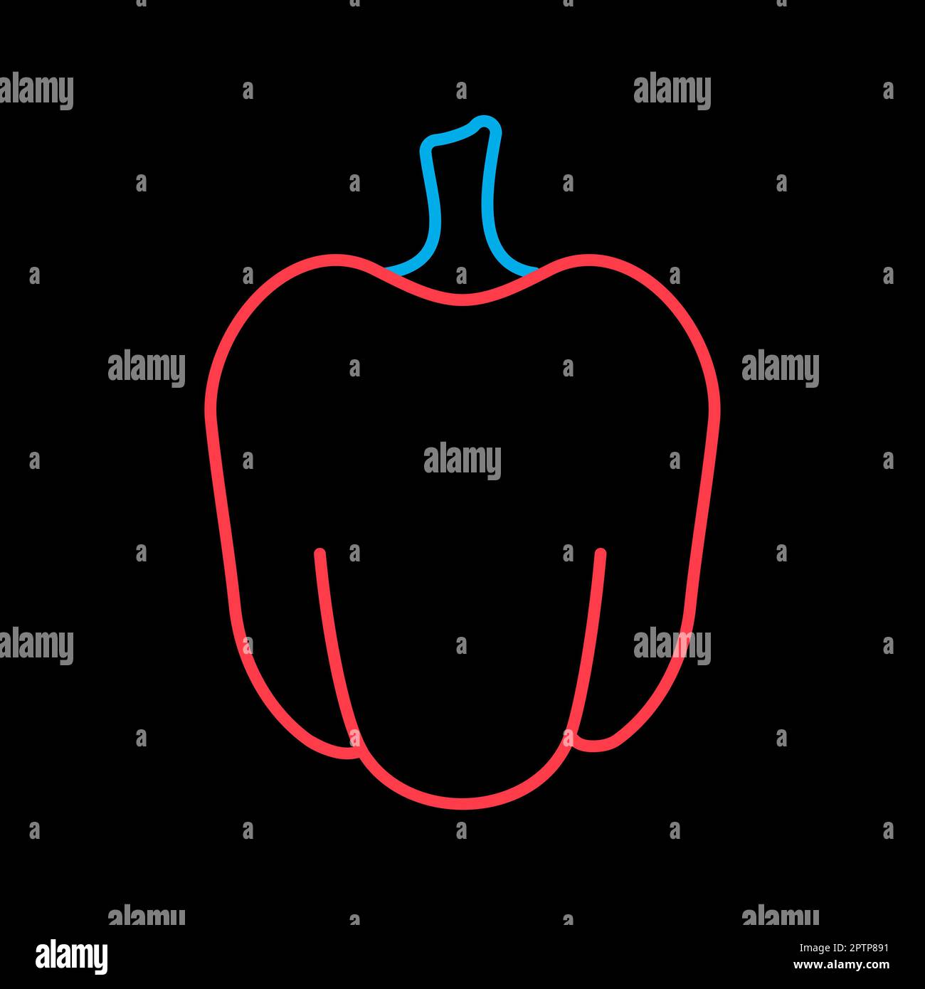 Bell Pepper or paprika isolated design vector on black background icon ...