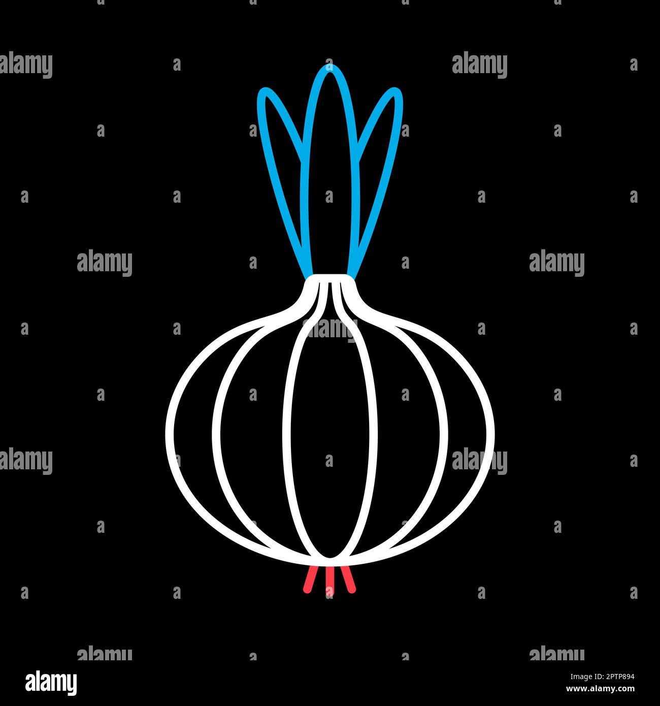 Onion isolated design vector on black background icon. Vegetable sign ...