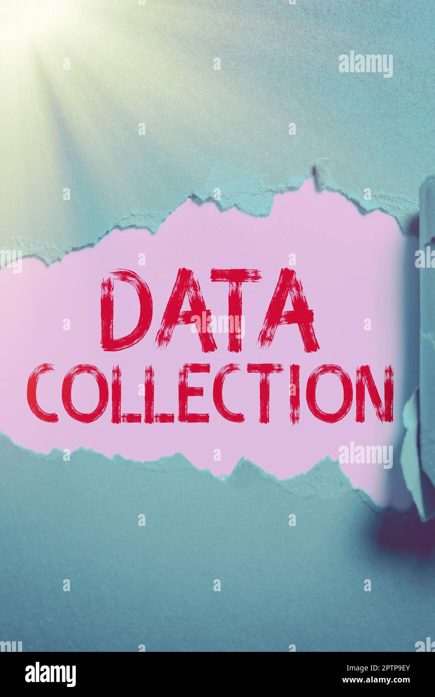 Hand writing sign Data Collection, Word for gathering and measuring ...