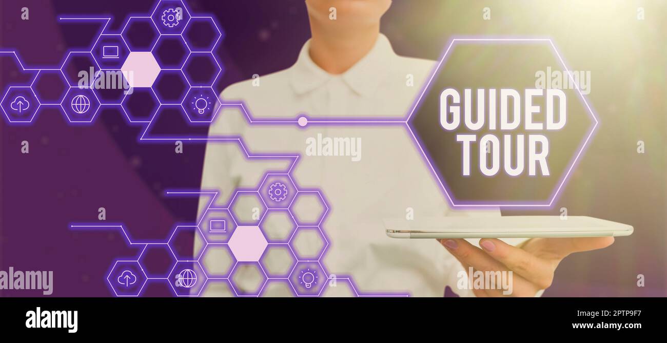 Text sign showing Guided Tour, Word for advice or information aimed at ...