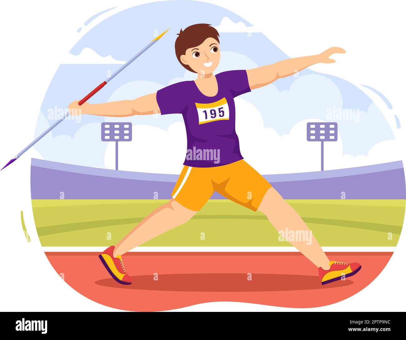 Javelin Throwing Athlete Illustration using a Long Lance Shaped Tool to ...