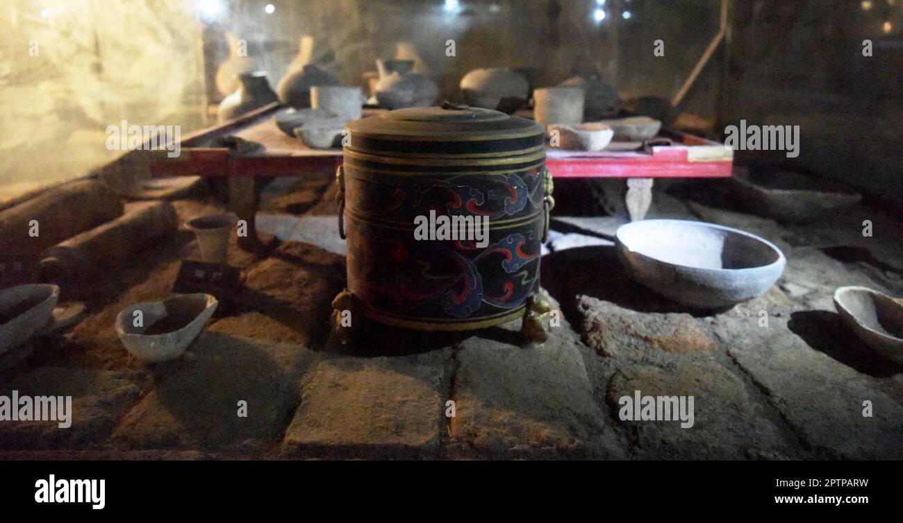 BAODING, CHINA - APRIL 28, 2023 - Funerary utensils are seen at Dou Wan ...