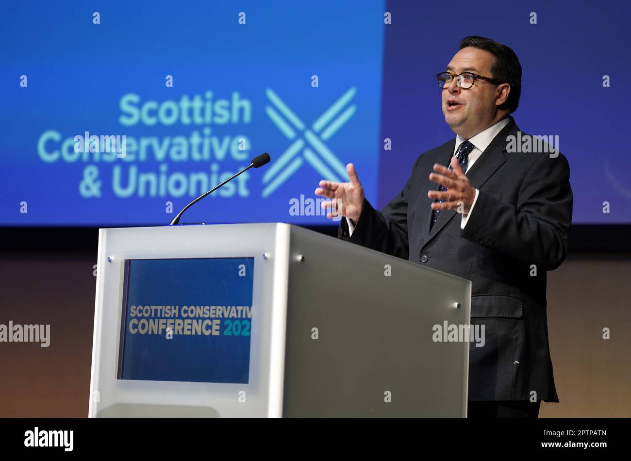 Scottish Conservative Chairman Craig Hoy MSP speaking on the first day ...