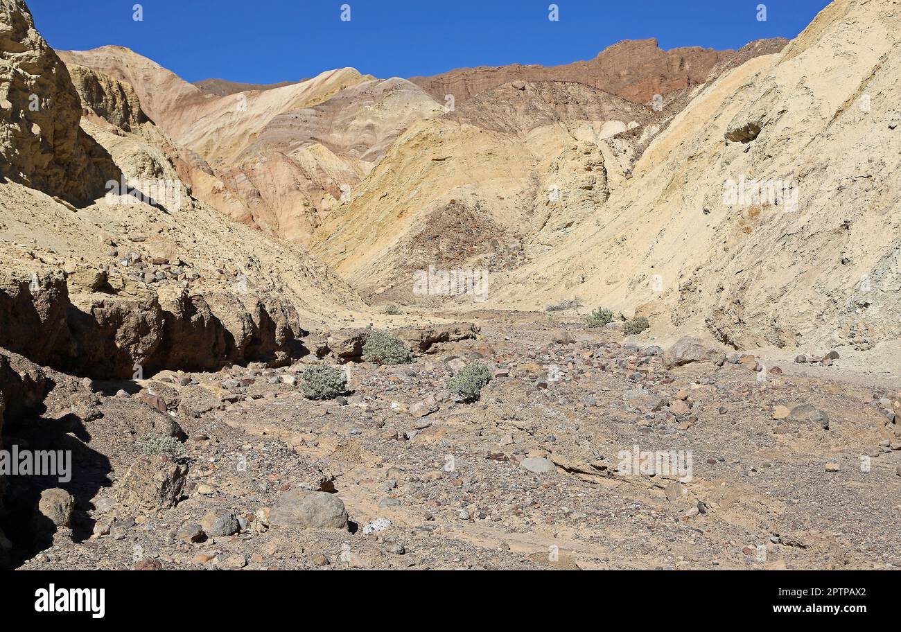 Colorful landscape in Golden Canyon - Death Valley National Park ...