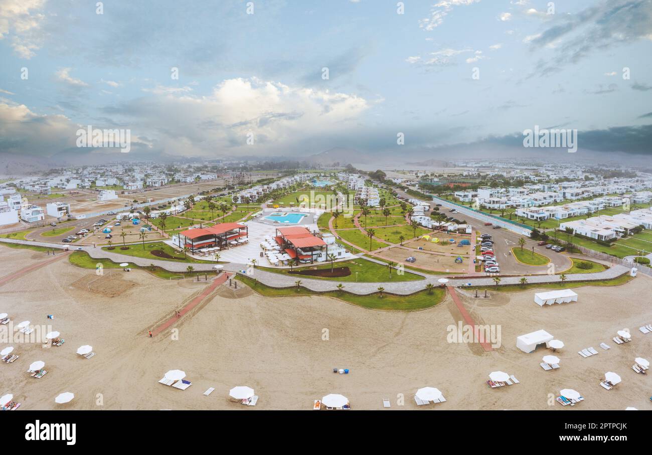Las Arenas beach. Sunny day at the beach. Asia, Lima. Peru. People ...
