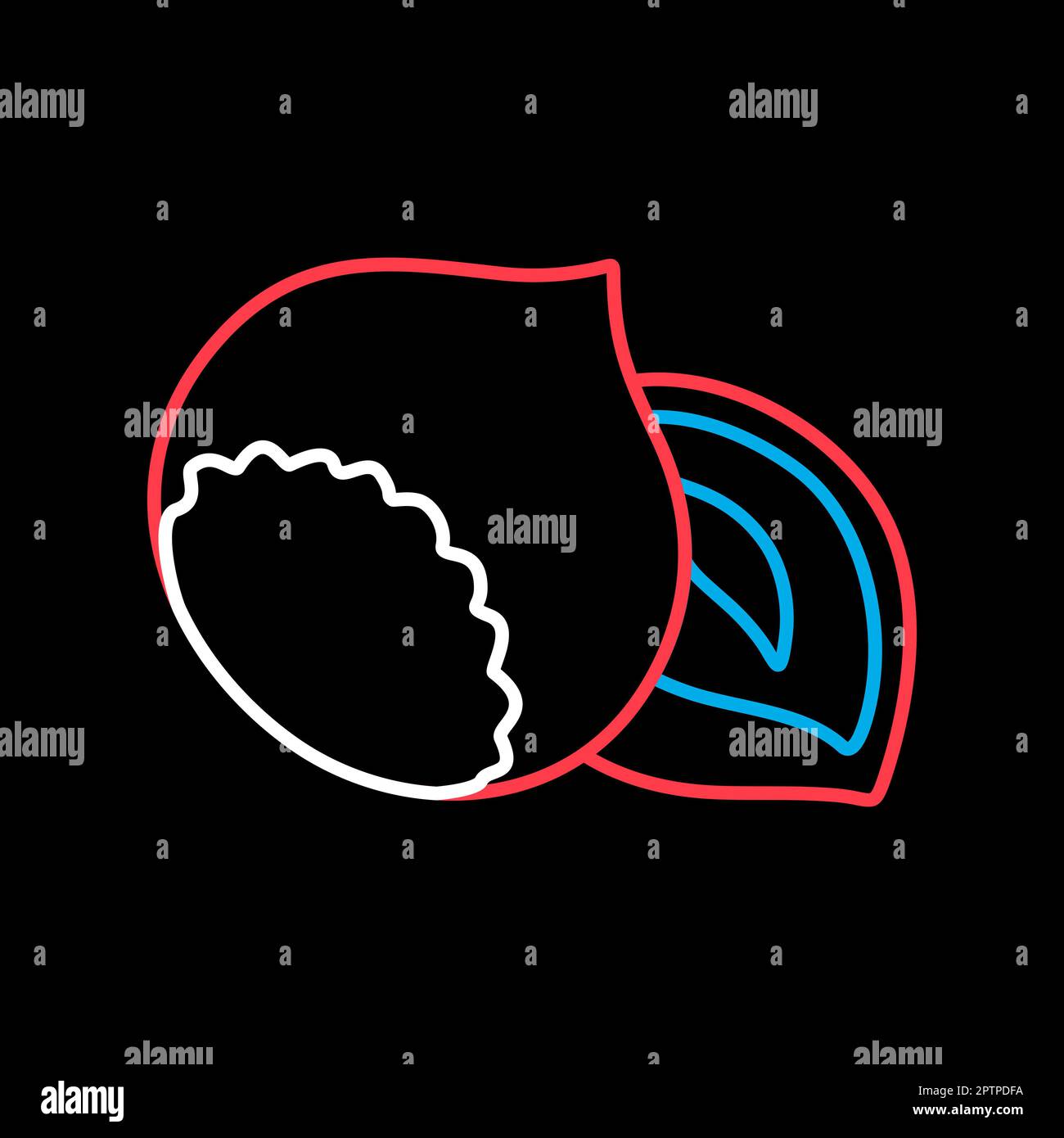 Hazelnut vector on black background icon. Graph symbol for food and ...