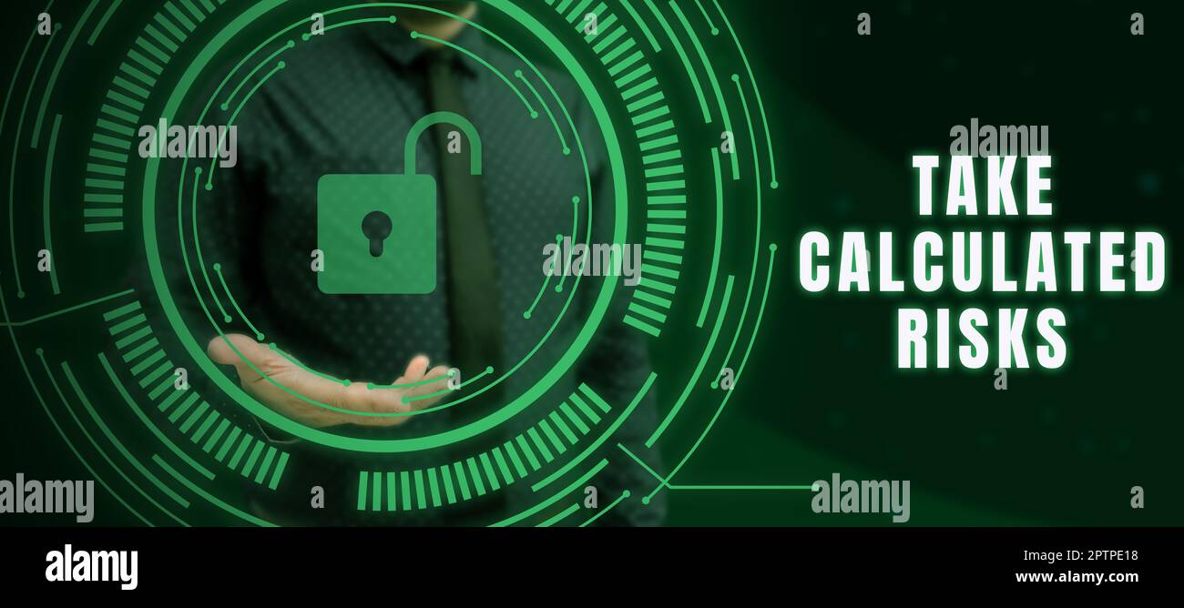 Text caption presenting Take Calculated Risks, Internet Concept chance ...