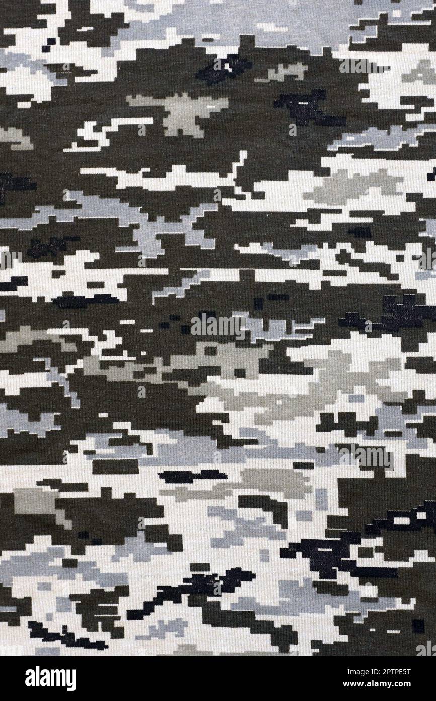 Fabric with texture of Ukrainian military pixeled camouflage. Cloth ...