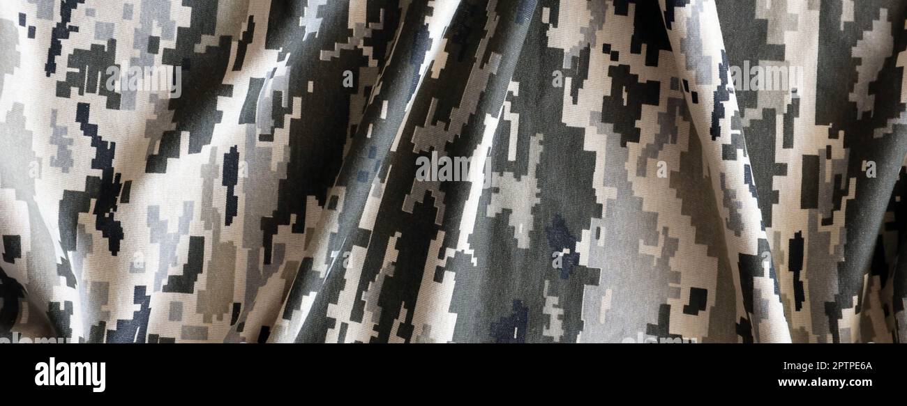 Fabric with texture of Ukrainian military pixeled camouflage. Cloth ...