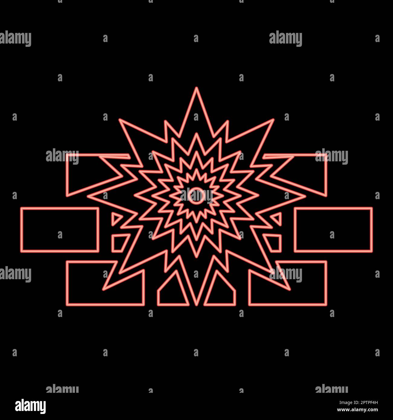 Neon explosion brick wall red color vector illustration image flat ...