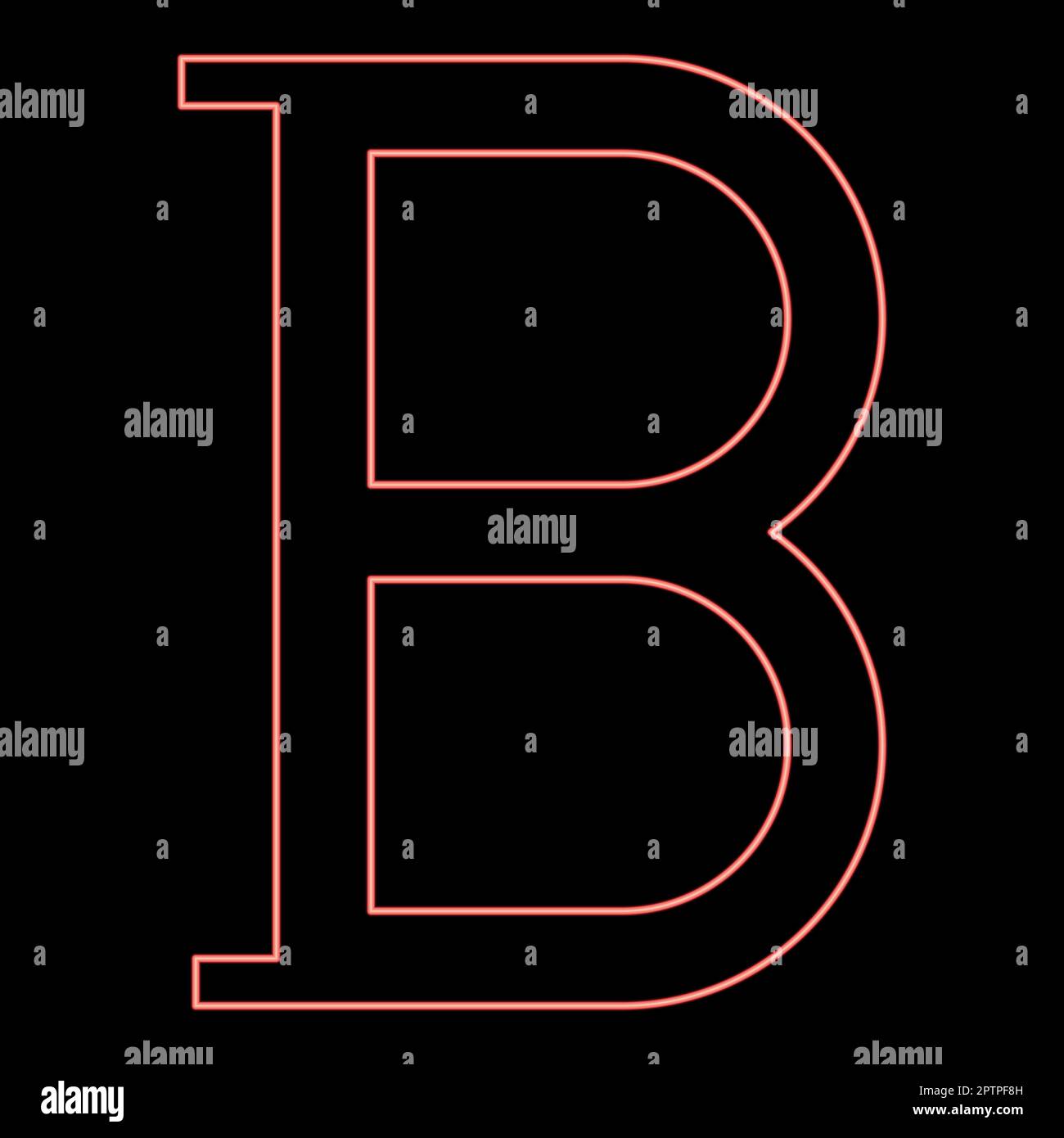 Neon beta greek symbol capital letter uppercase font red color vector ...
