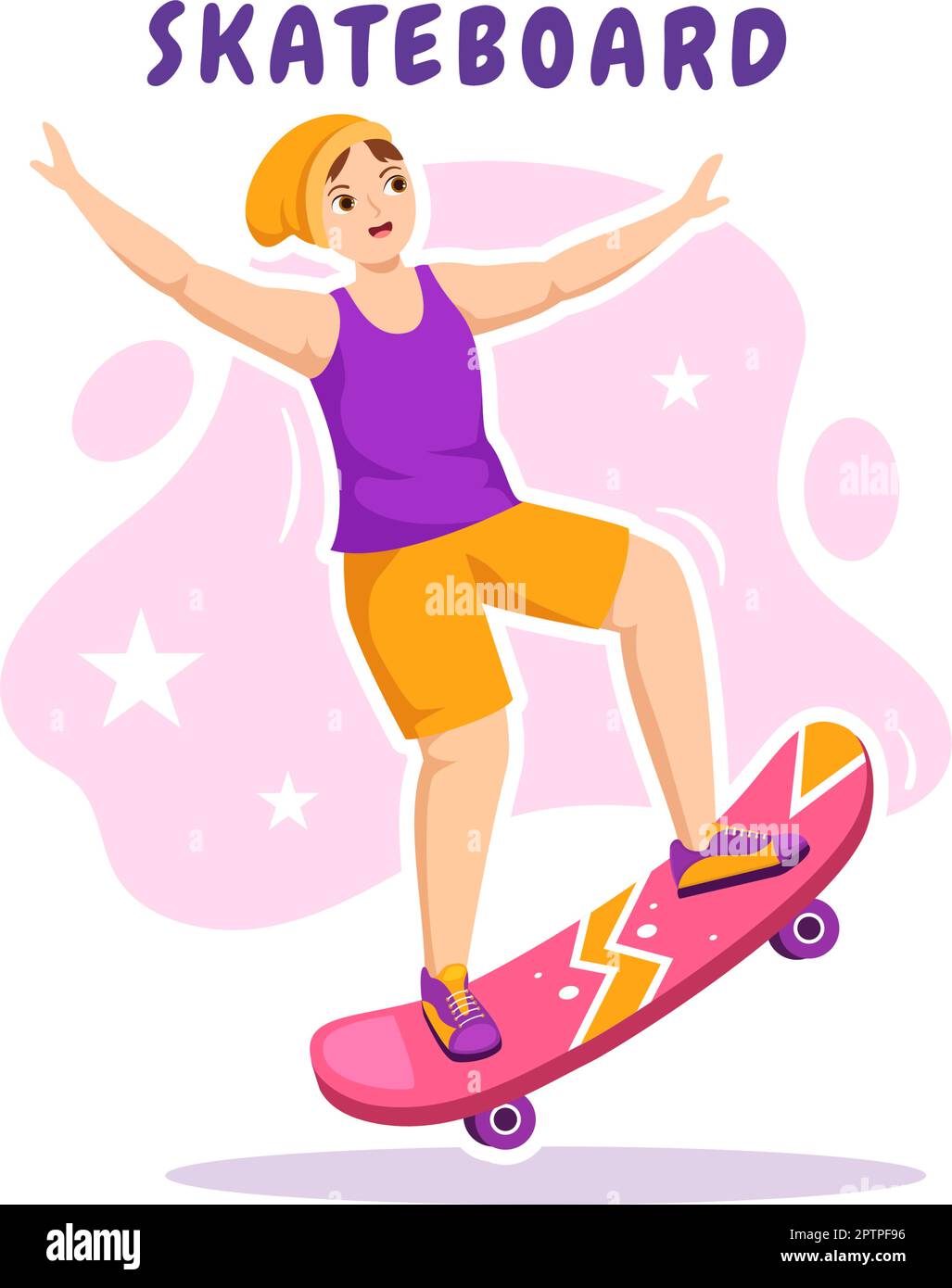 Skateboard Illustration with Skateboarders Jump using Board on ...