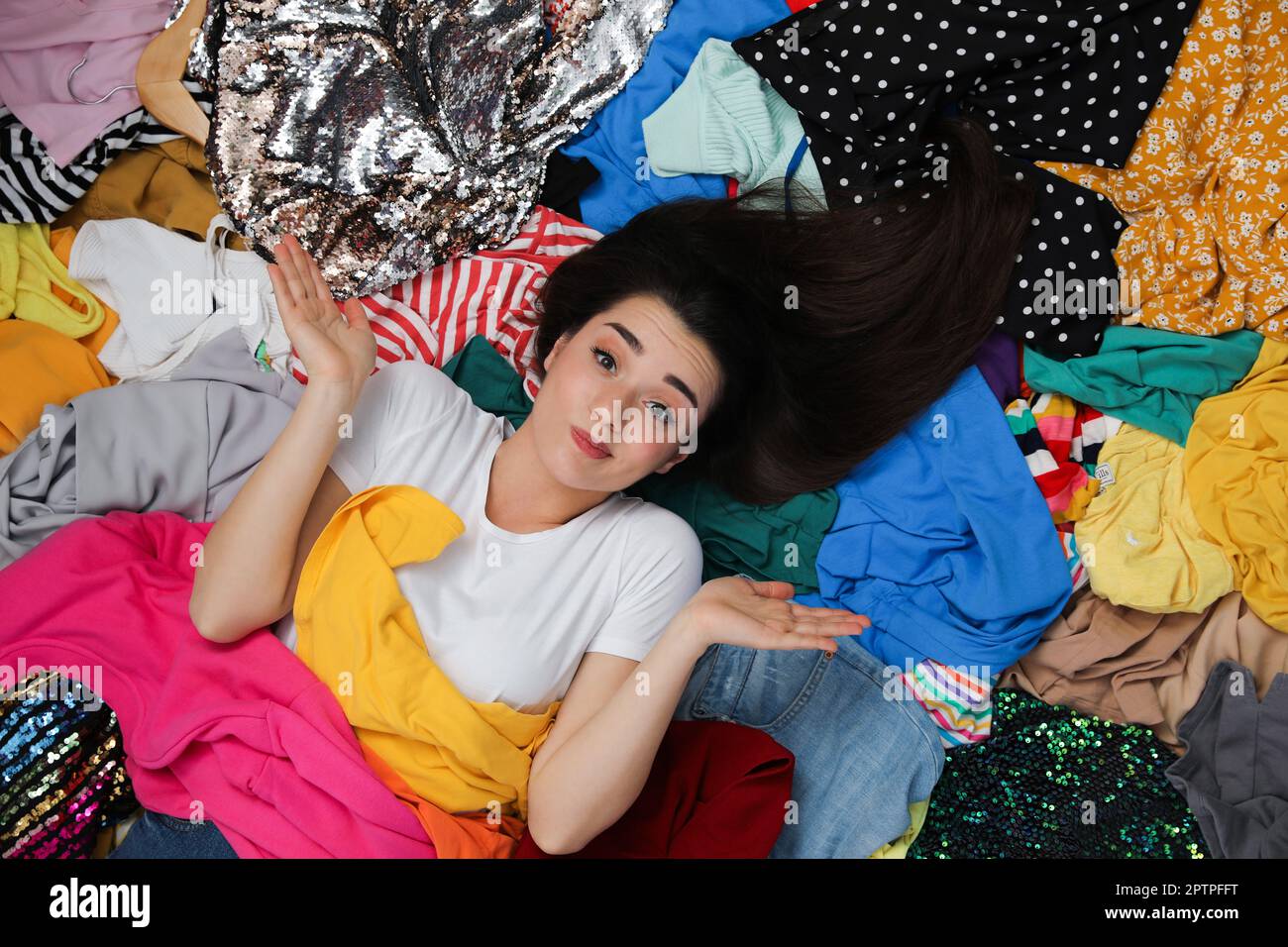 Woman lying floor top shop hi-res stock photography and images - Alamy