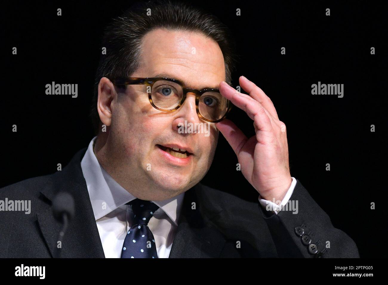 Glasgow Scotland, UK 28 April 2023. Craig Hoy MSP at the Scottish ...