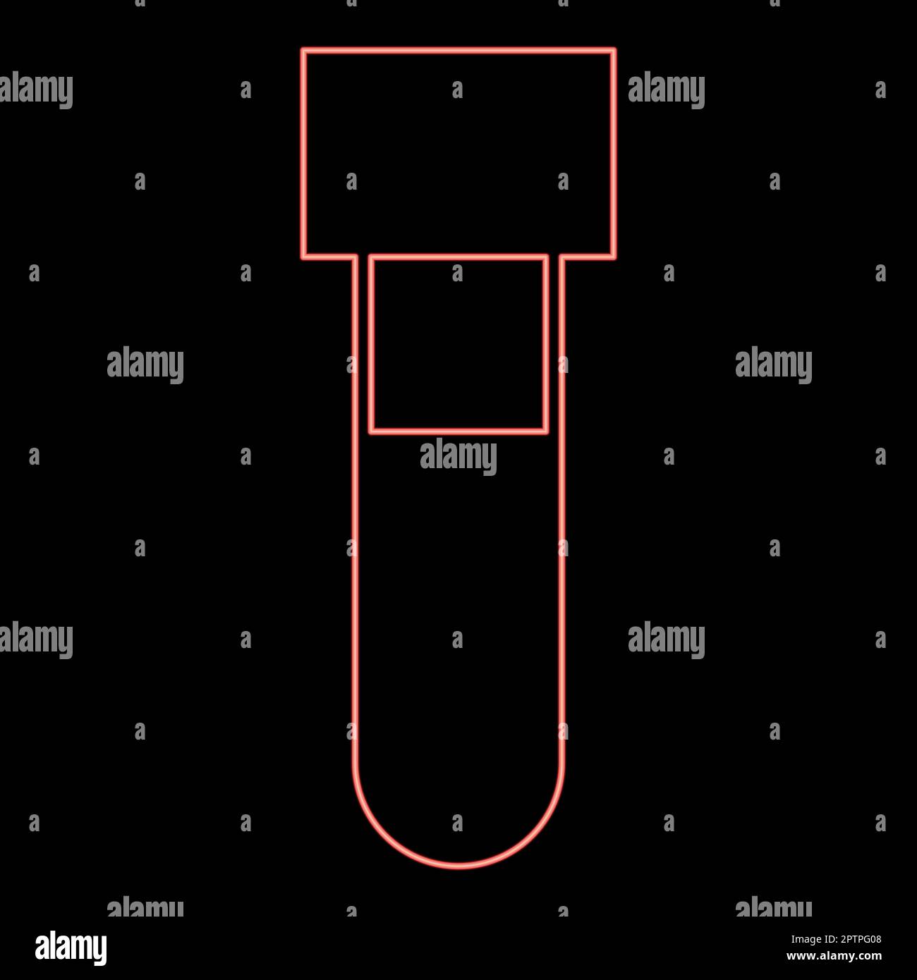 Neon test tube with blood Medical vial red color vector illustration ...