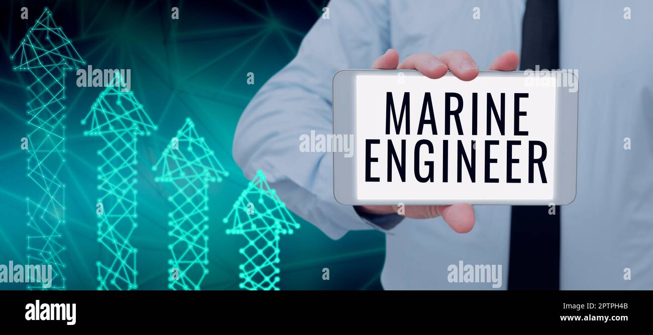 Text showing inspiration Marine Engineer, Concept meaning incharge with ...