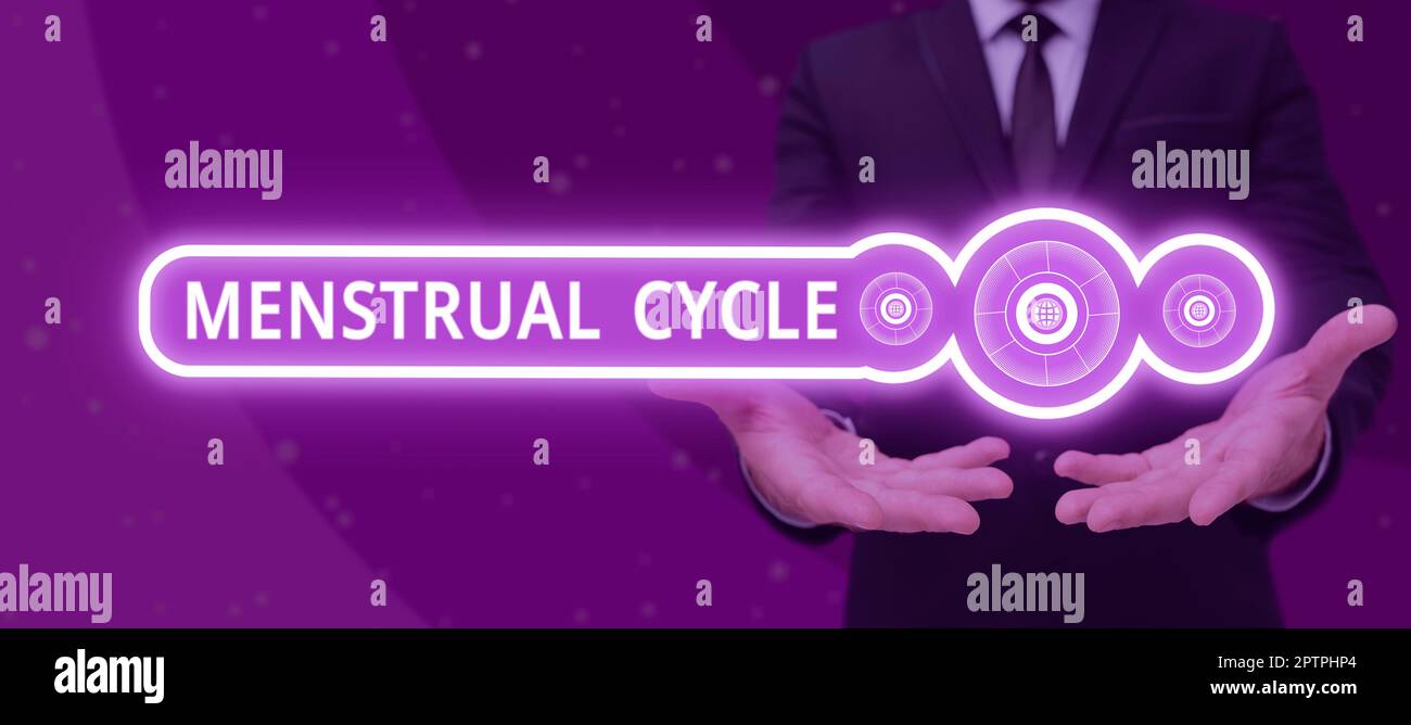 Writing displaying text Menstrual Cycle, Concept meaning monthly cycle ...